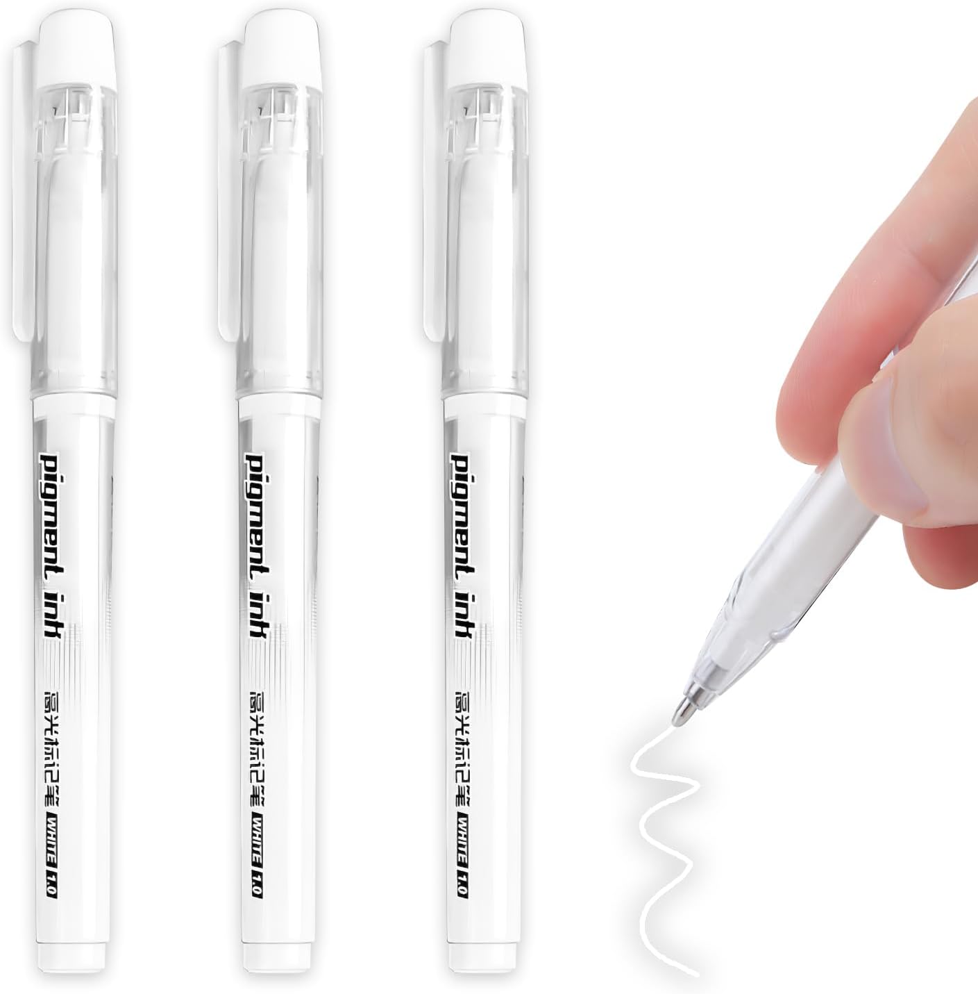 3PCS White Highlighter Pens 1.0mm Art DIY Album Hand-Painted Hook Line ...