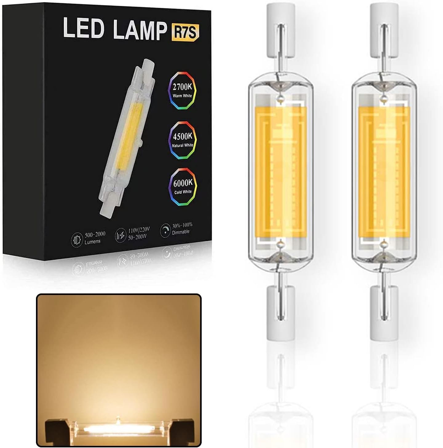 R7S LED 78mm Dimmbar Naturweiß 4000K Lampen, 7W LED Ersatz für 70W R7S ...