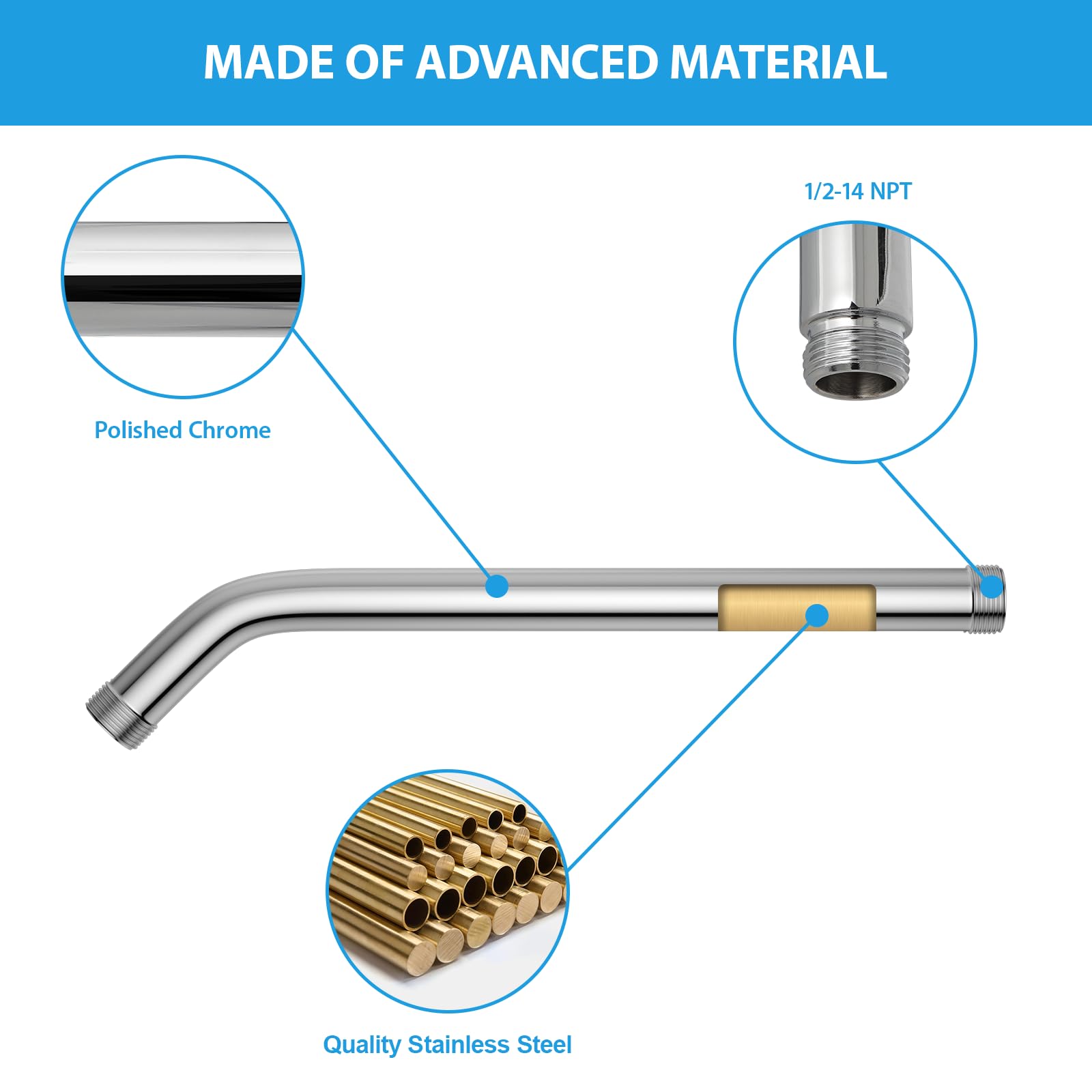 Snapklik.com : Lordear Shower Arm 10 Inch Polished Chrome T304 ...