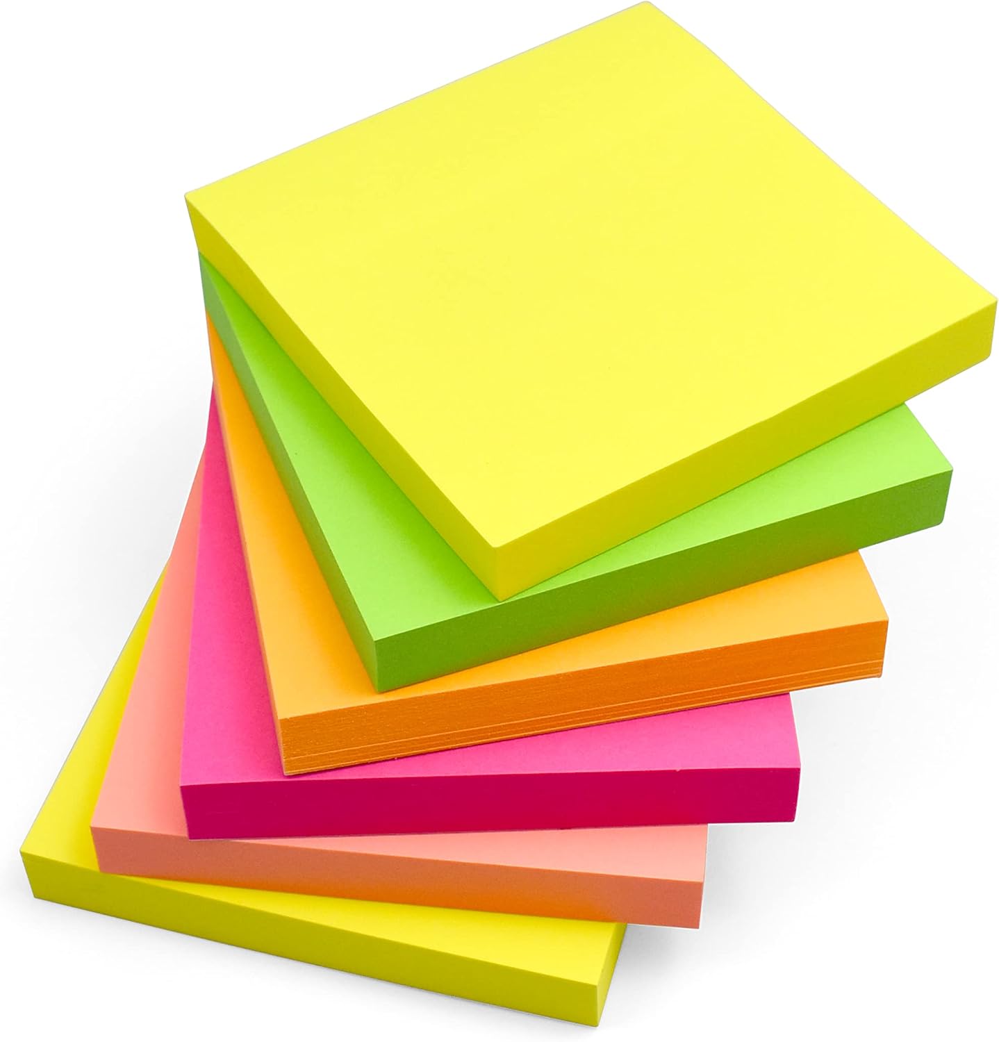 Evergreen Goods 6 Pads Bright Coloured Sticky Notes | 100 Sheets per ...