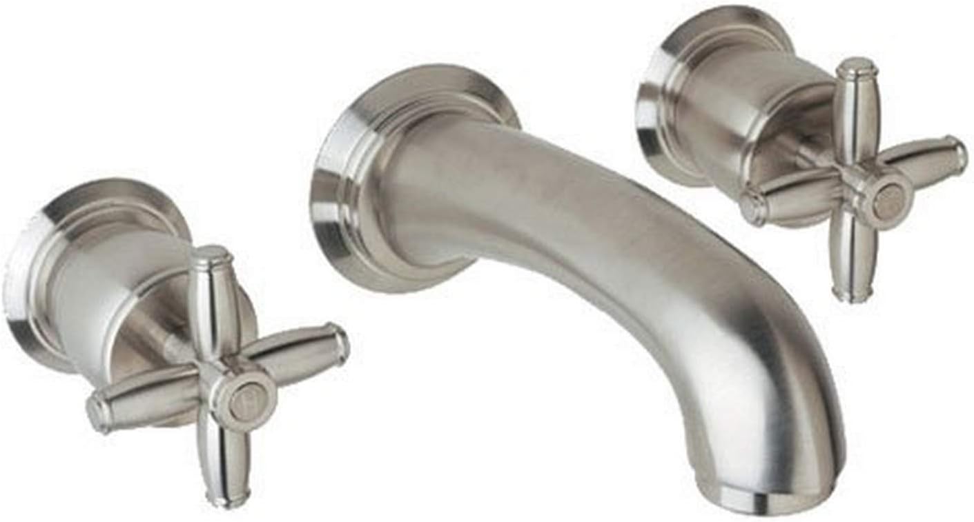 Rohl MB1937XMSTN Wall Mounted Zephyr Spout Tub Filler with Cross ...