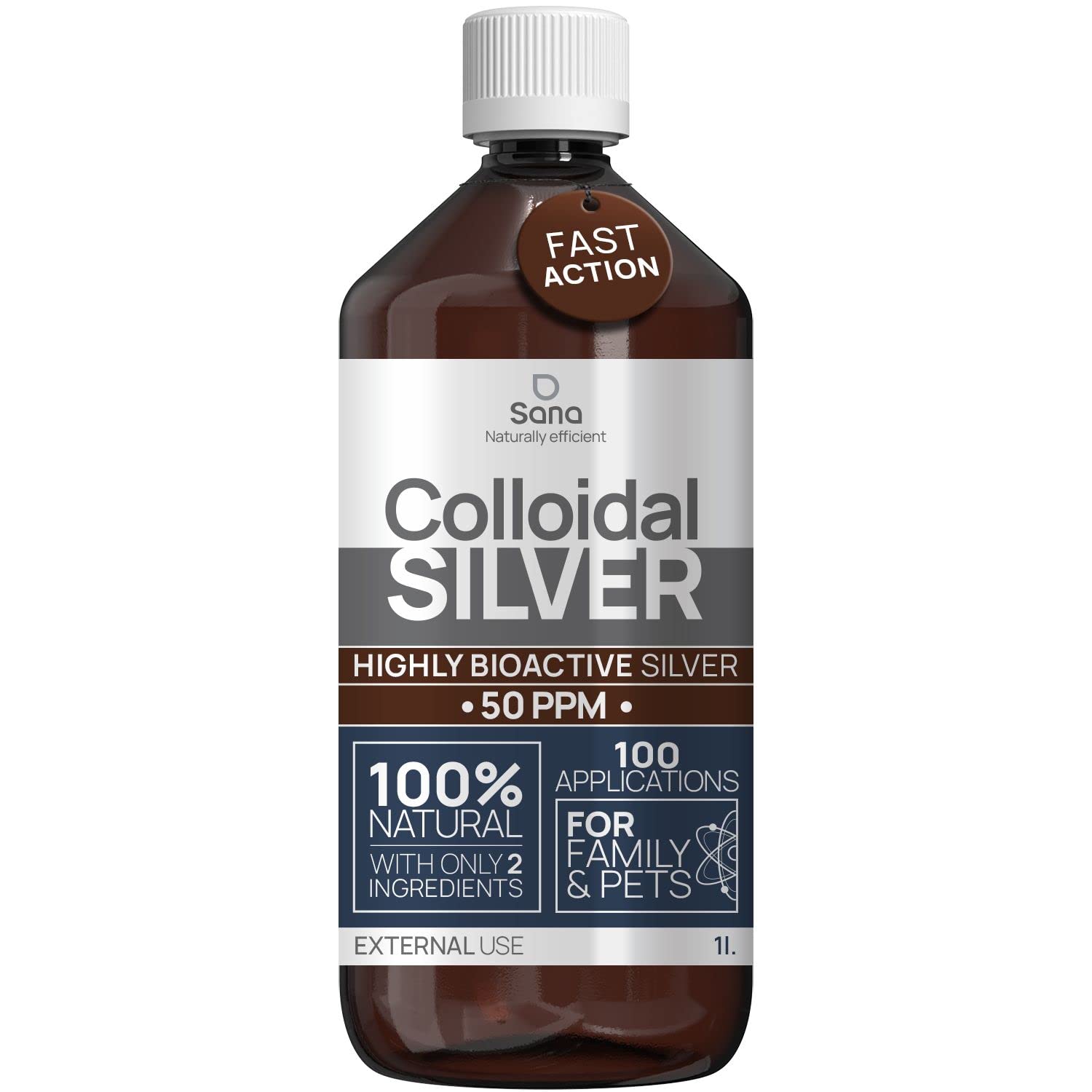 Colloidal Silver 50 PPM 1000 ml For Humans & Dogs Highly Bio Active ...