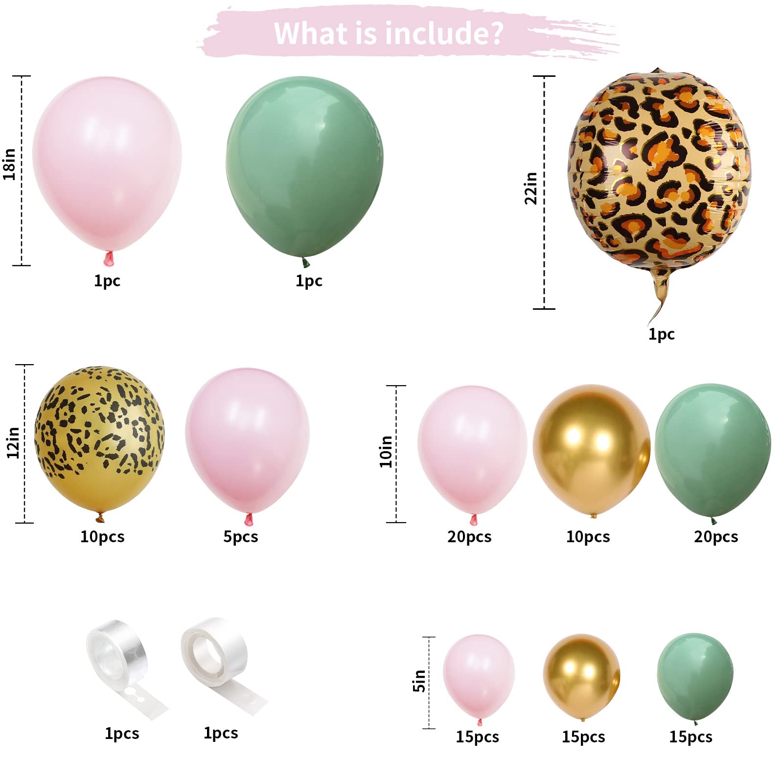 Snapklik.com : Pink And Green Balloon Arch, 115 Pcs Safari Balloon ...