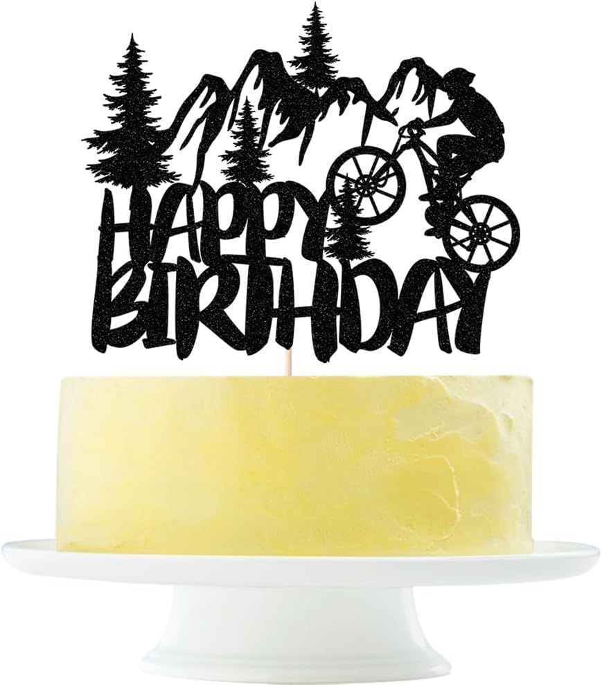 Amazon.com: Black Flash Mountain Biking bike Cake Topper Birthday Party ...