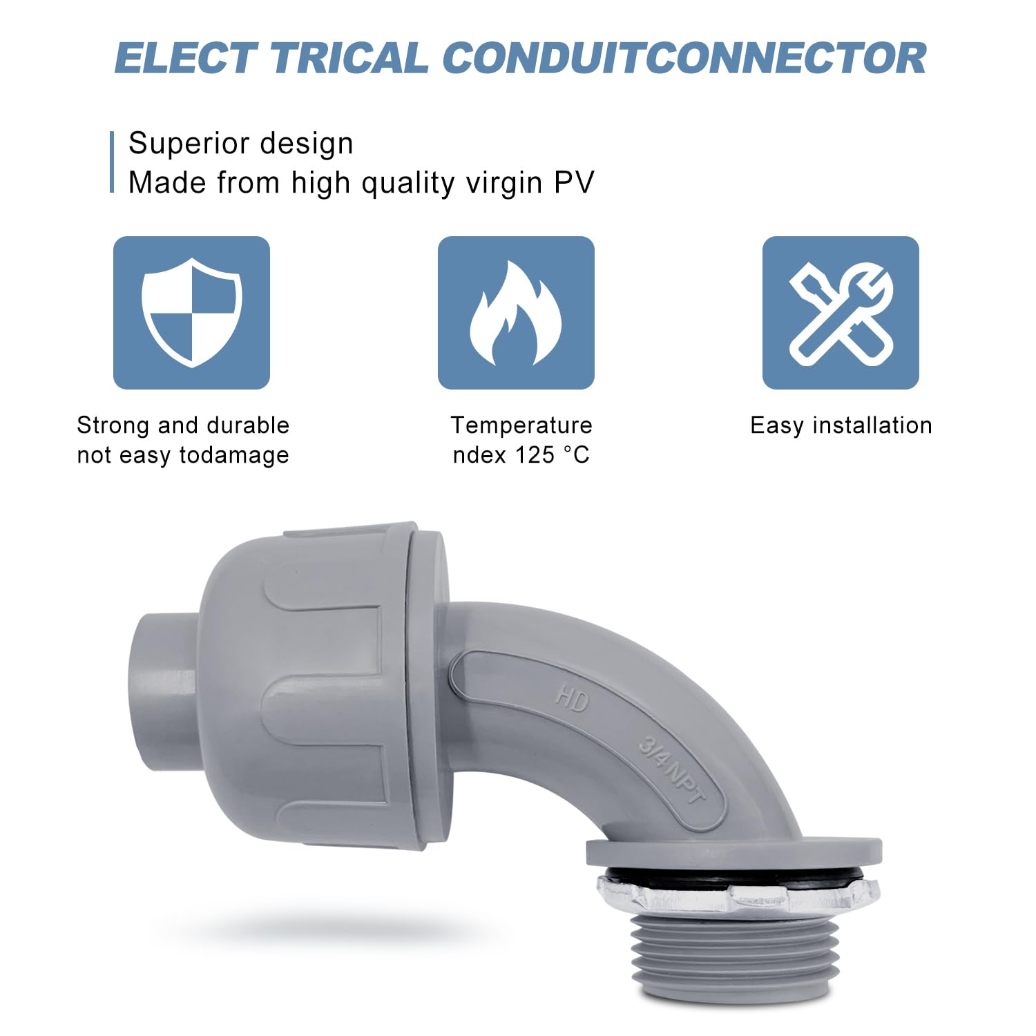 Snapklik.com : Wocloer 3/4 Inch Liquid Tight Connector PVC Flexible ...