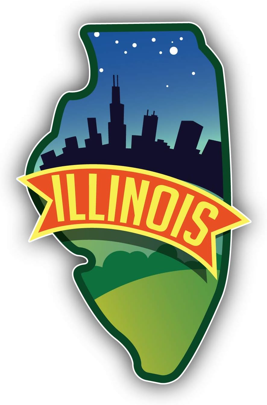 Amazon.com: Illinois USA State Map Sticker - Waterproof Vinyl Decal for ...