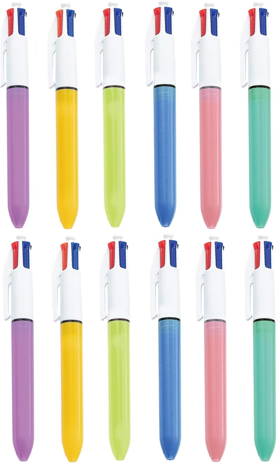 FDRJKN 12 Pack 4-in-1 Multicoloured Pen, 4 Colour Pen, Multi Coloured ...