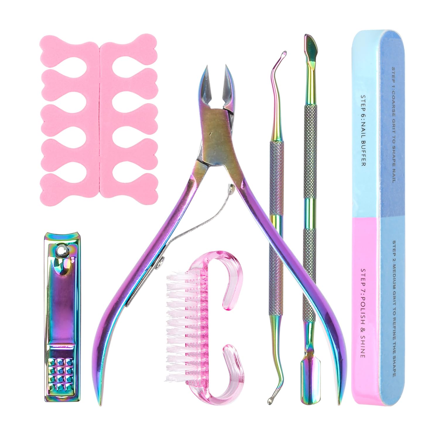 Amazon.com: 7 Pack Stainless Steel Manicure Tools Nail Cuticle Trimmer ...