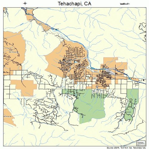 Amazon.com: Large Street & Road Map of Tehachapi, California CA ...