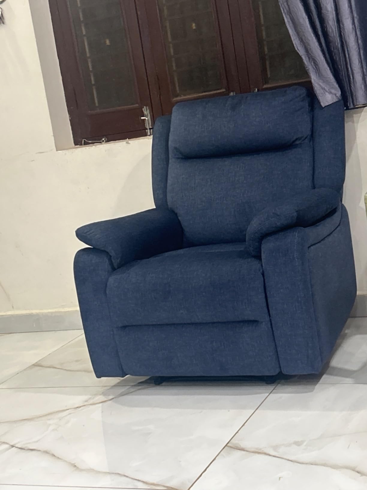 Amazon Brand - Solimo Kalvian Manual 1 Seater Fabric Recliner (Blue ...
