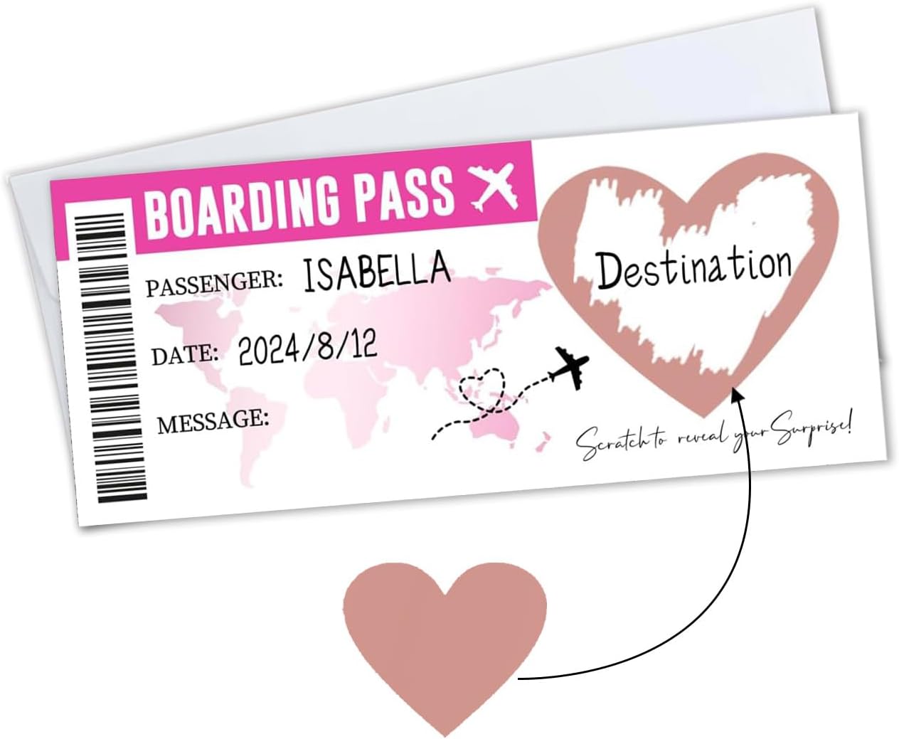 Boarding Pass Scratch Card, Personalised Scratch Card Reveal, Surprise ...