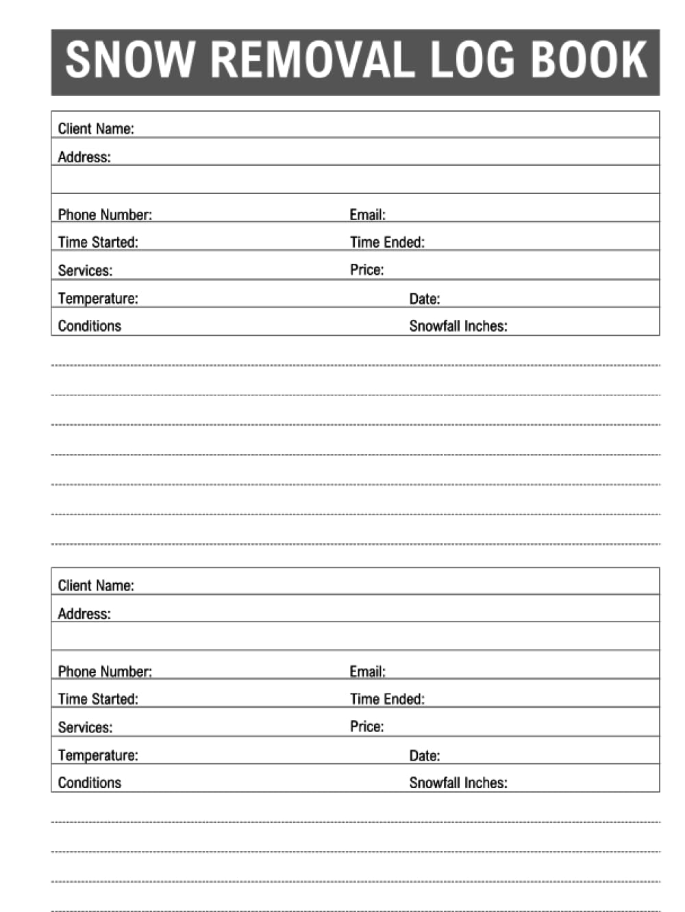 Snow Removal Log Book: Cute Logbook Gift for Snow Plow Truck Drivers ...