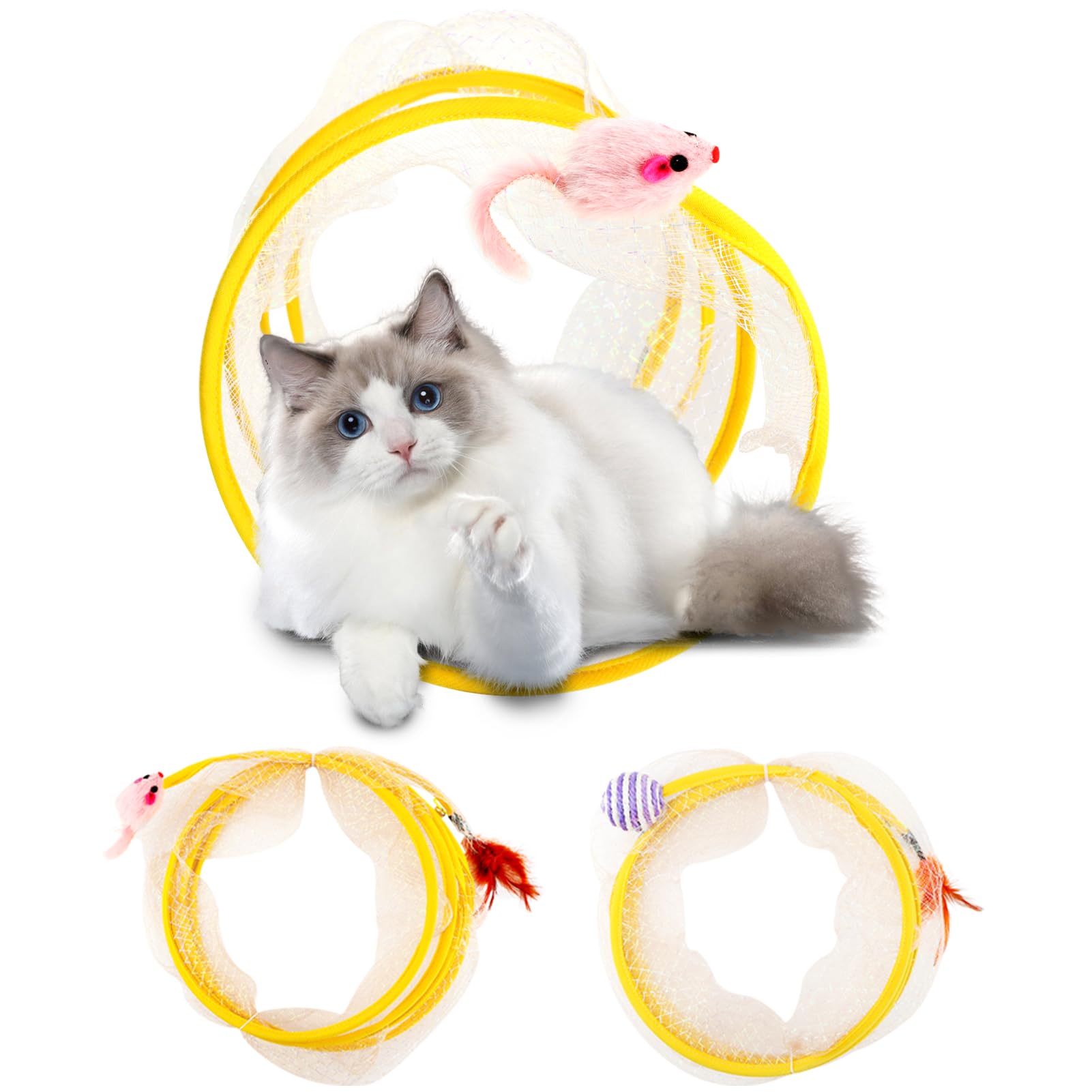 Snapklik.com : 2pcs Cat Tunnel Spring Toy Folded Cat Tunnel Toy Indoor ...