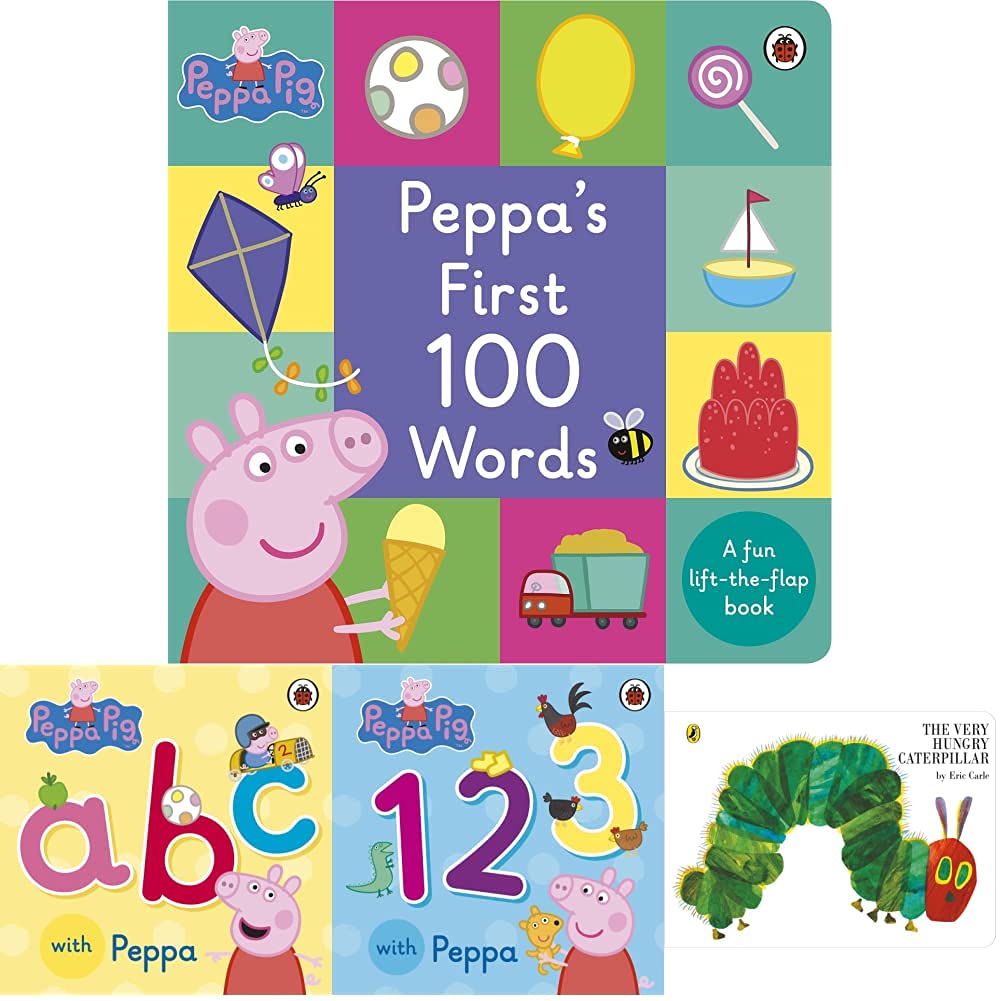 Buy Peppa Pig Board Books: Peppa’s First 100 Words + ABC with Peppa ...