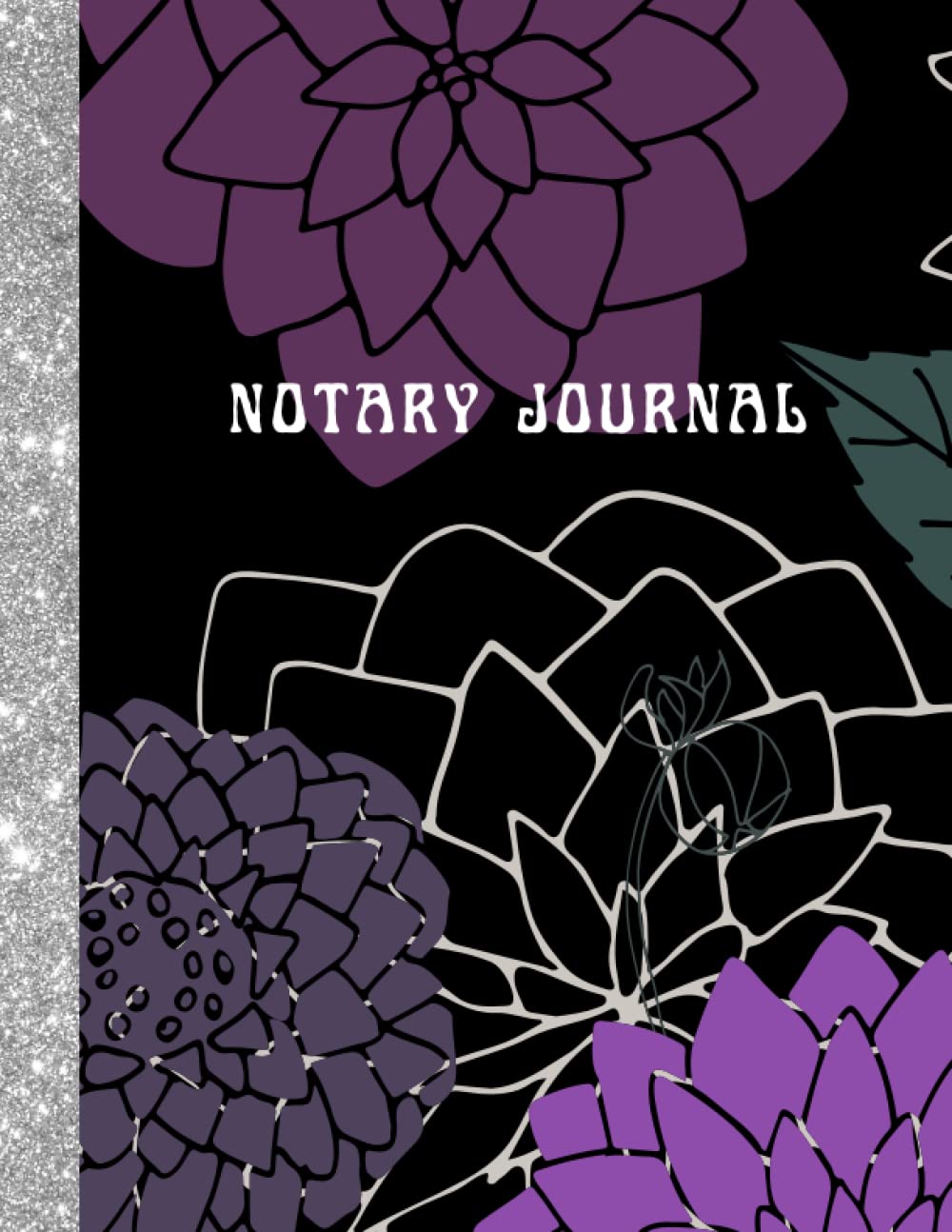 Notary Journal for Women, Purple, Silver Cover on Black Background ...
