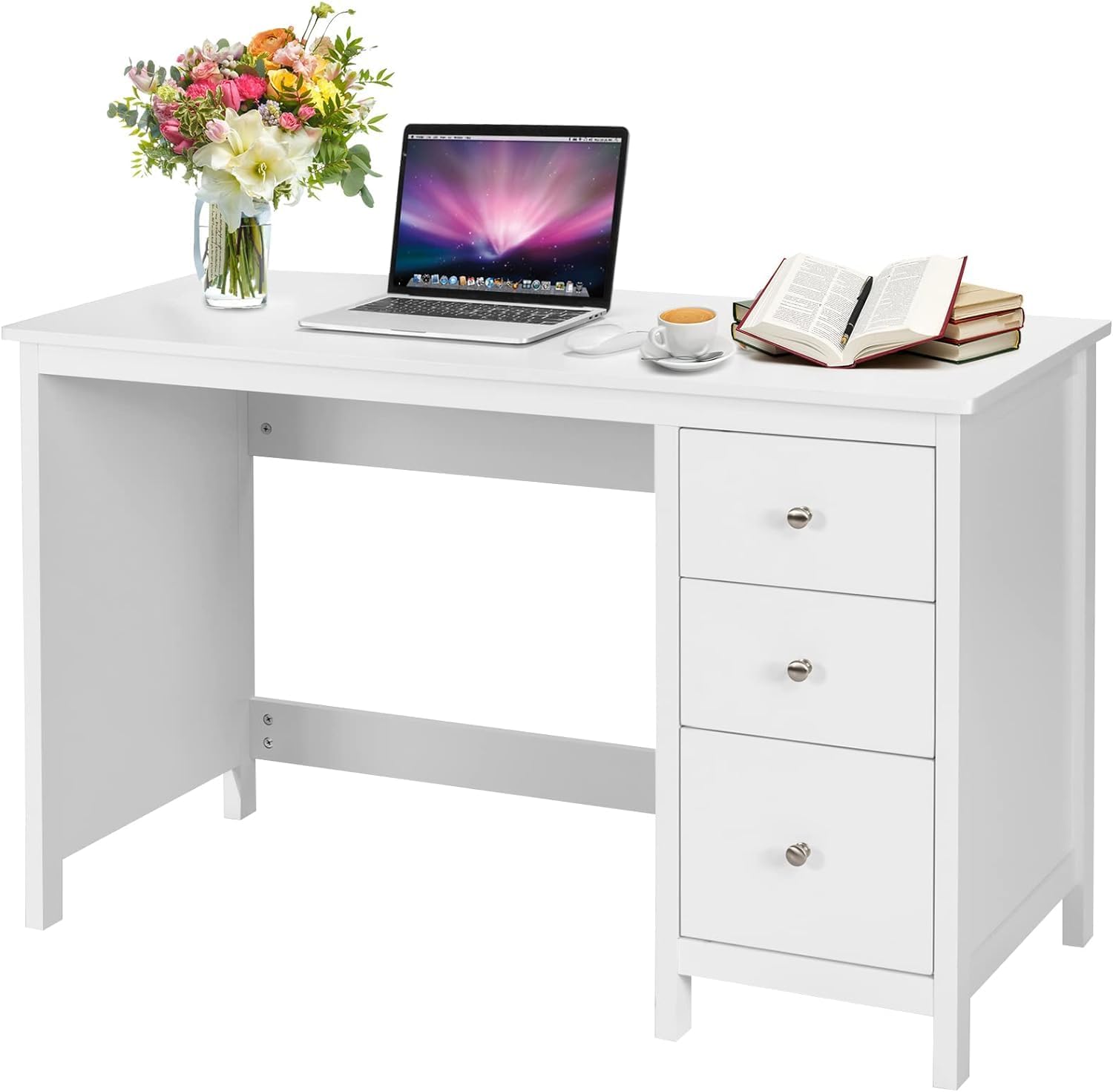 Amazon.com: GOFLAME 3-Drawer Computer Desk, Study Desk with Spacious ...