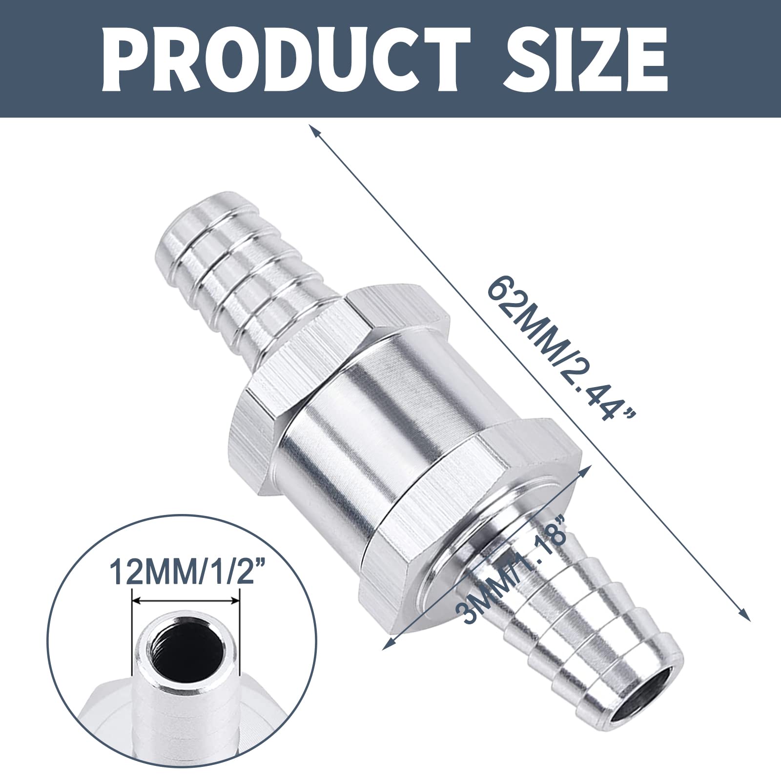 Snapklik.com : 2 Packs 1/2" 12mm Aluminium Alloy Non Return One Way ...