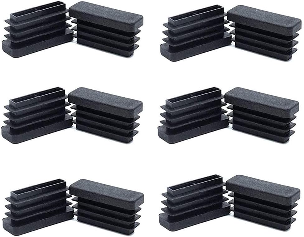 QWORK 10 PCS 1" X 2" Rectangle Black Plastic Plug End Cap for Pipe ...