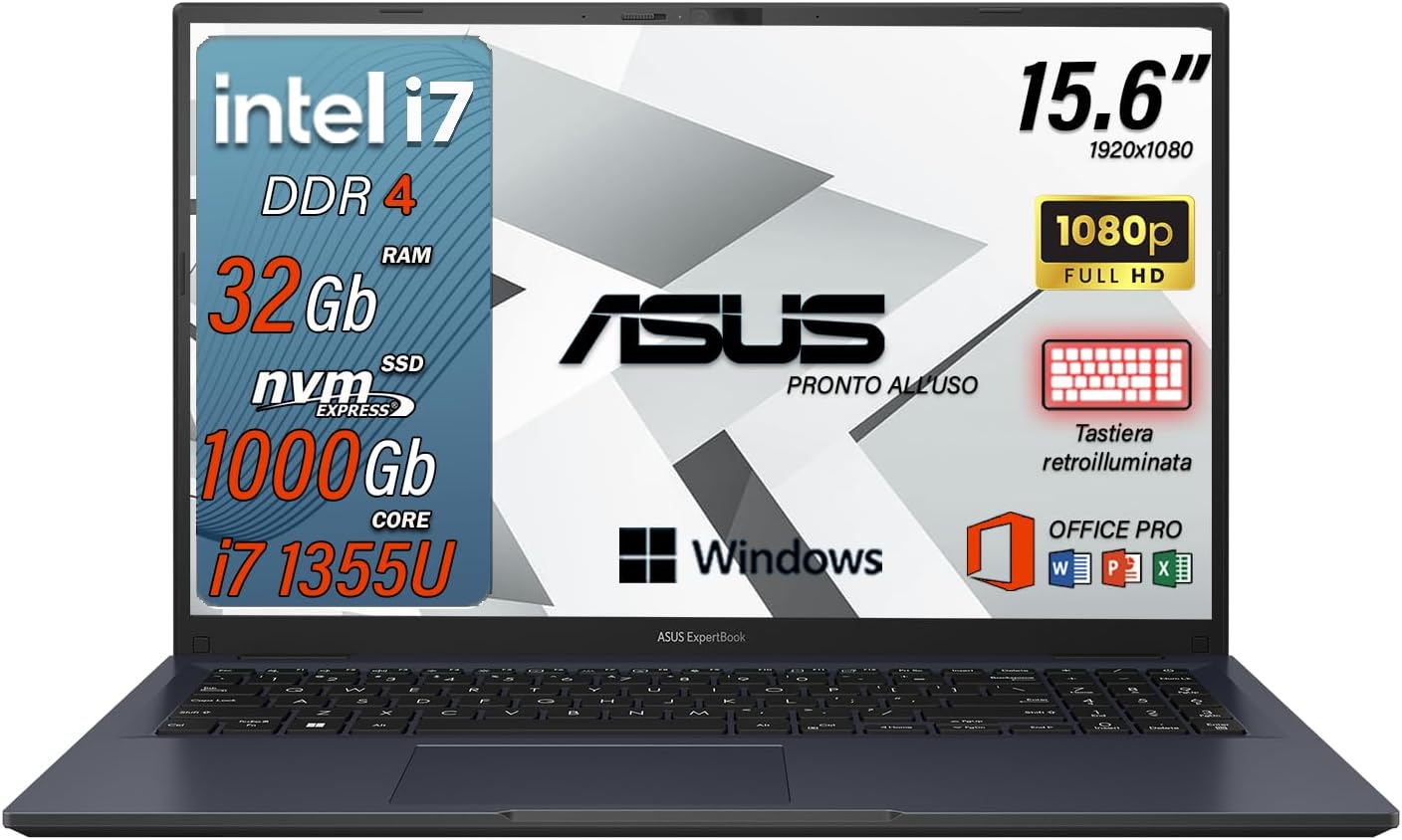 HP 250 G10, PC Portatile CPU Intel Core i7-1355U 13th 10 Core, fino a 5 ...