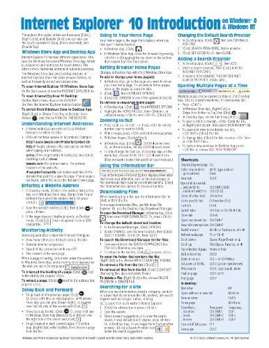 Internet Explorer 10 Introduction Quick Reference Guide (Cheat Sheet of ...