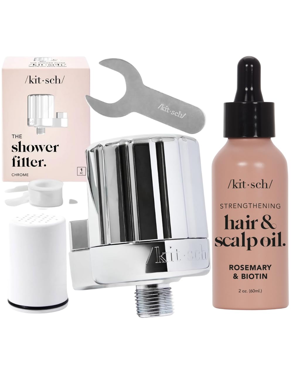 Amazon.com: Kitsch Pre-Wash Rosemary Scalp and Hair Oil 60mL and Shower Filter (Chrome) Bundle ...