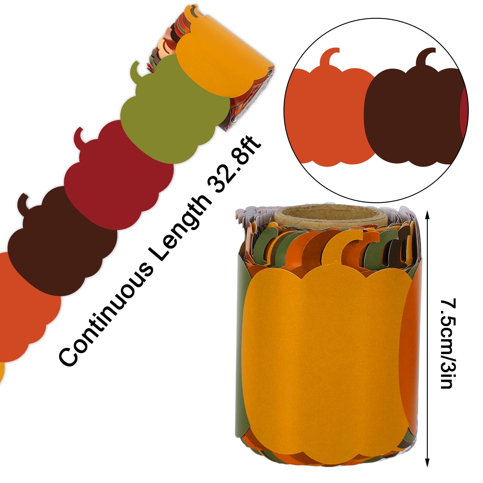 Snapklik.com : 32.8ft Fall Bulletin Board Borders Colorful Pumpkin Die ...
