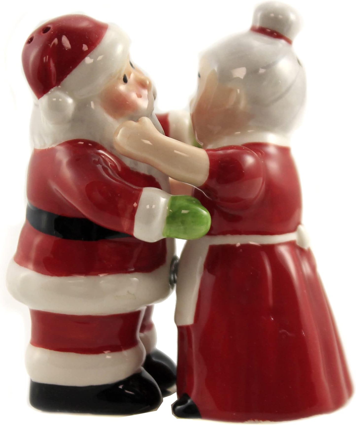 Amazon.com: Fine Ceramic Santa Couple Kissing Under The Mistletoe Salt ...