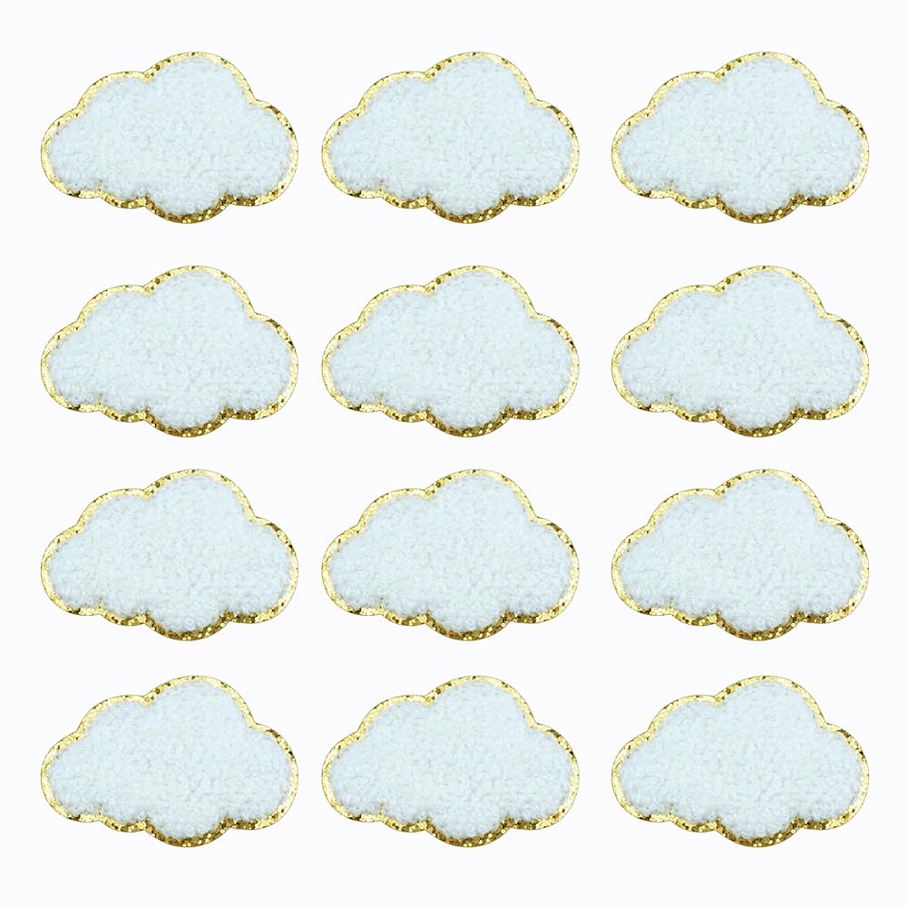 Amazon.com: SaktopDeco 12 PCS Cloud Patch Gold Edges Cloud Applique ...