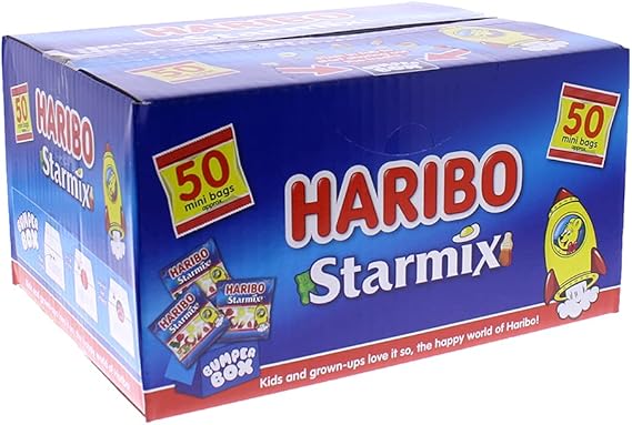 HARIBO Starmix Bumper Box 50 x 16g Mini Bags Party Multipack 800g ...