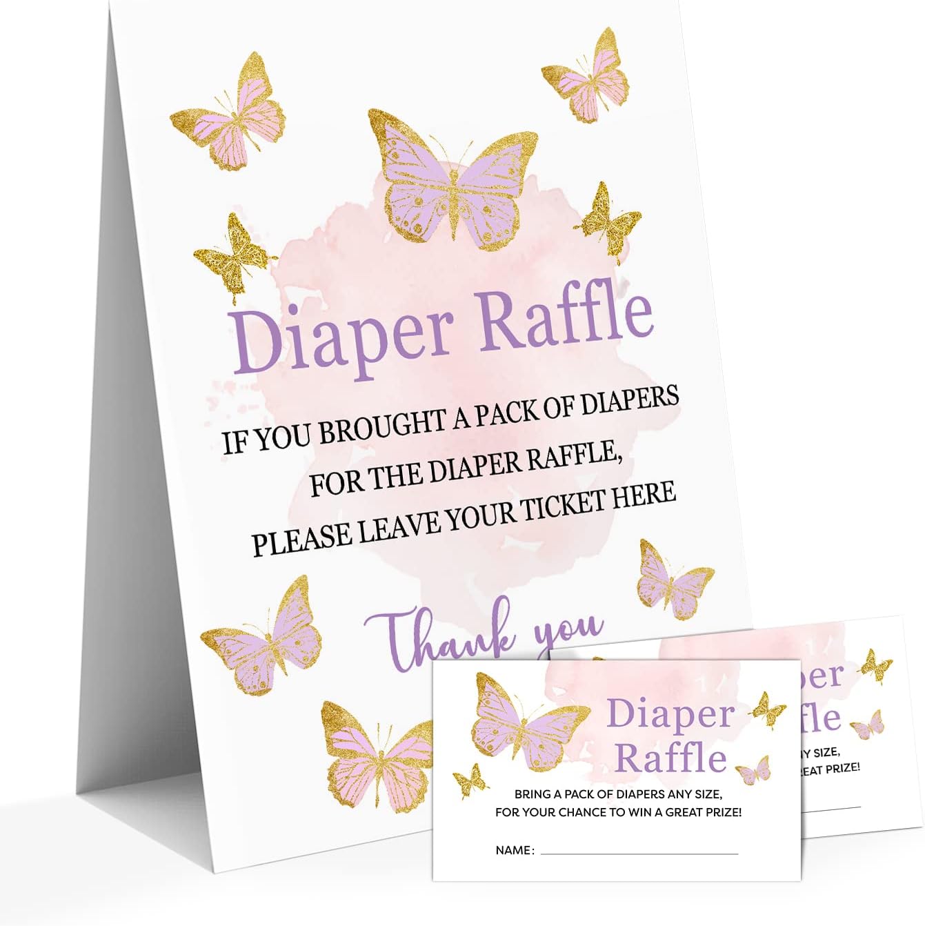 Blush Pink Gold Schmetterlinge Baby Shower Spiel, Baby Windel Tombola ...