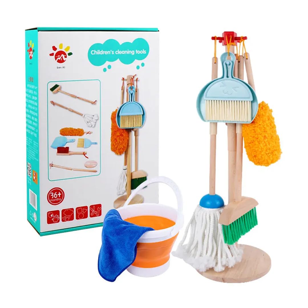 Breatoi! Wooden Kids Cleaning Tools Set Including Household Mop Broom ...