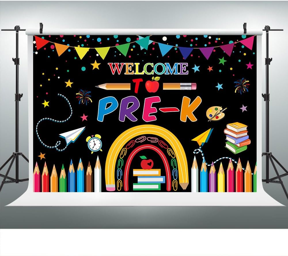 Amazon.com : Welcome Back to Pre-K Backdrop for Kids Children Preschool ...