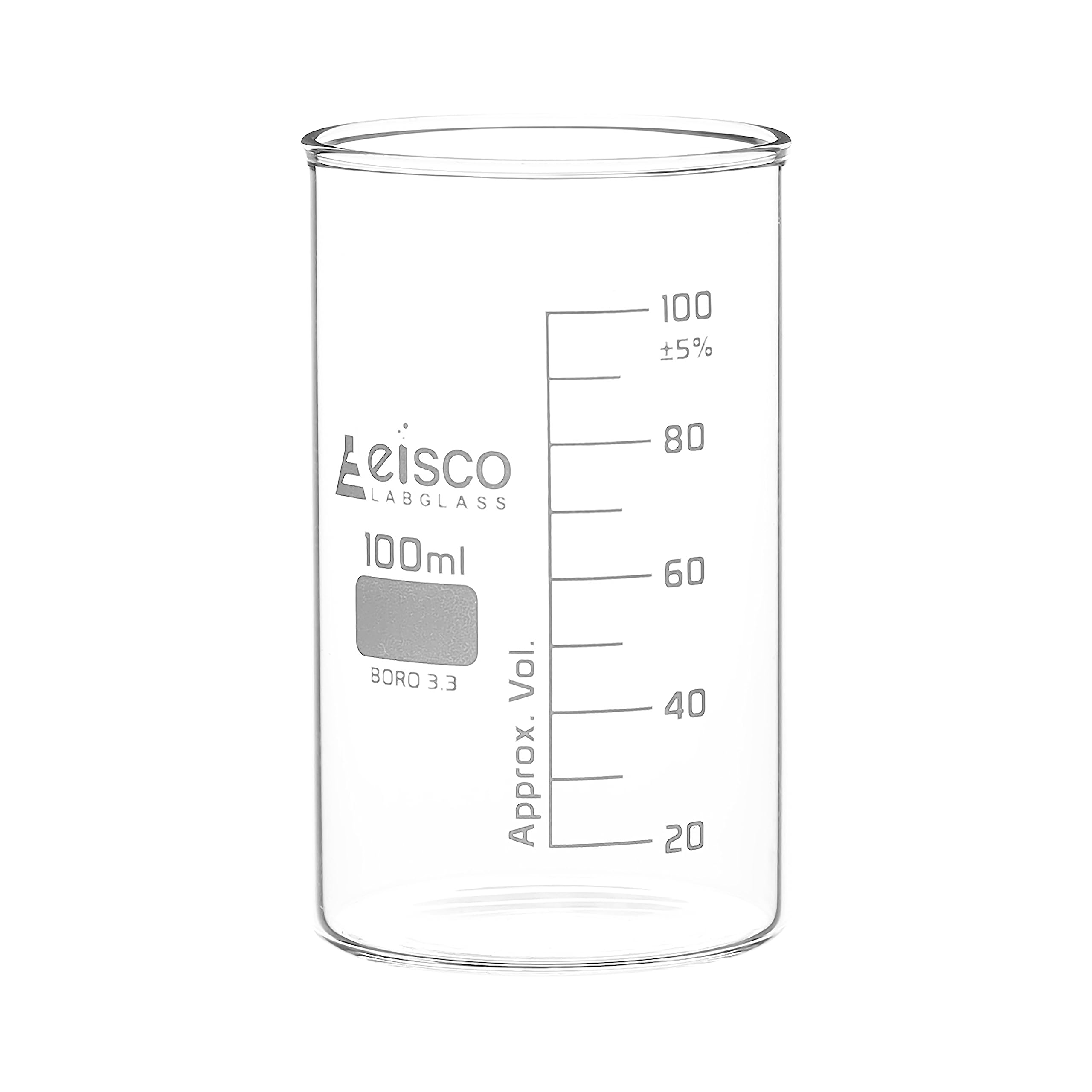 Tall Form Beaker Without Spout, 100mL - Graduated - Borosilicate Glass ...