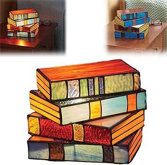 Stained Glass Stacked Books Lamp, Stacked Books Table Lamp, Tiffany ...