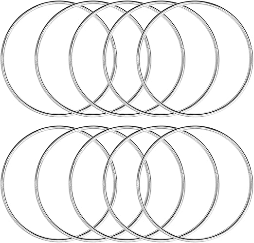 10 Pcs 6 Inch Metal Rings for Craft Silver Hoops Floral Macrame Hoops ...