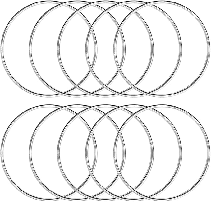 10 Pcs 6 Inch Metal Rings for Craft Silver Hoops Floral Macrame Hoops ...