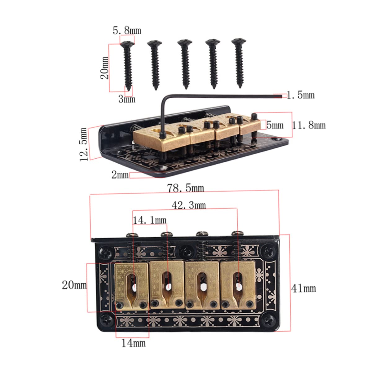 Snapklik.com : Milisten 4 String Bridge Box Bridge Tailpiece Guitar ...