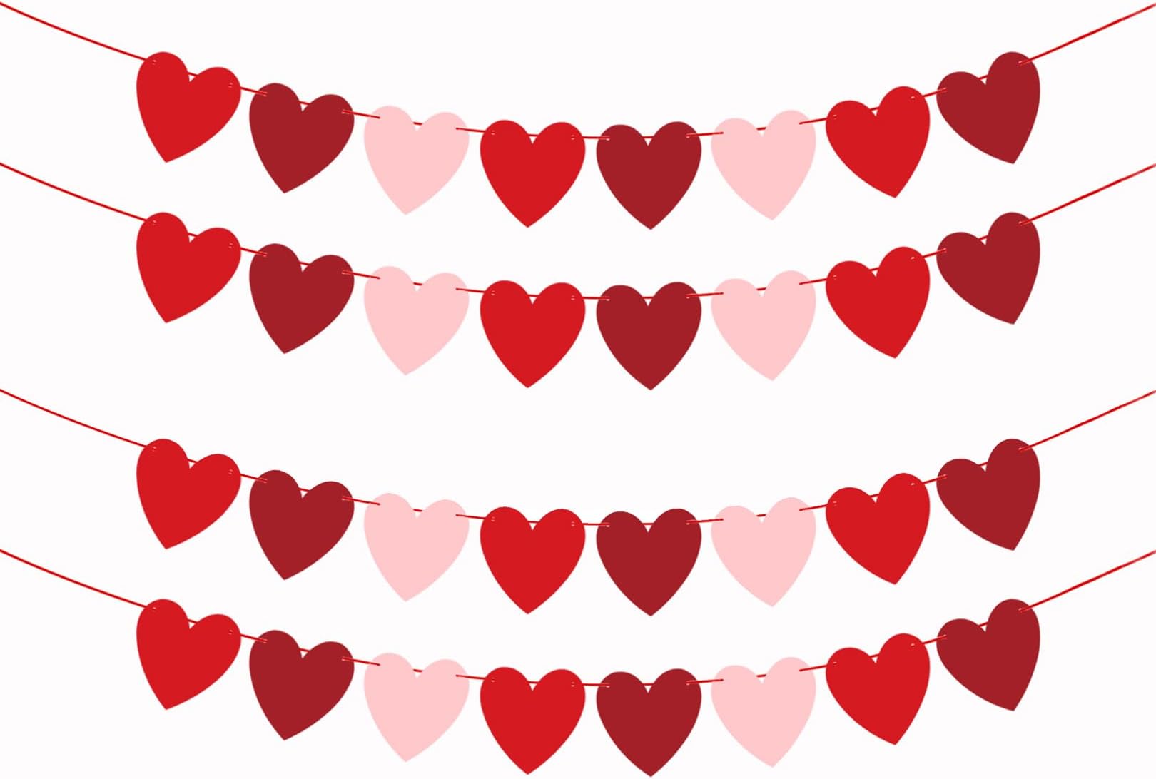 Valentines Day Decorations Heart Bunting Banner,4 Packs Valentines ...
