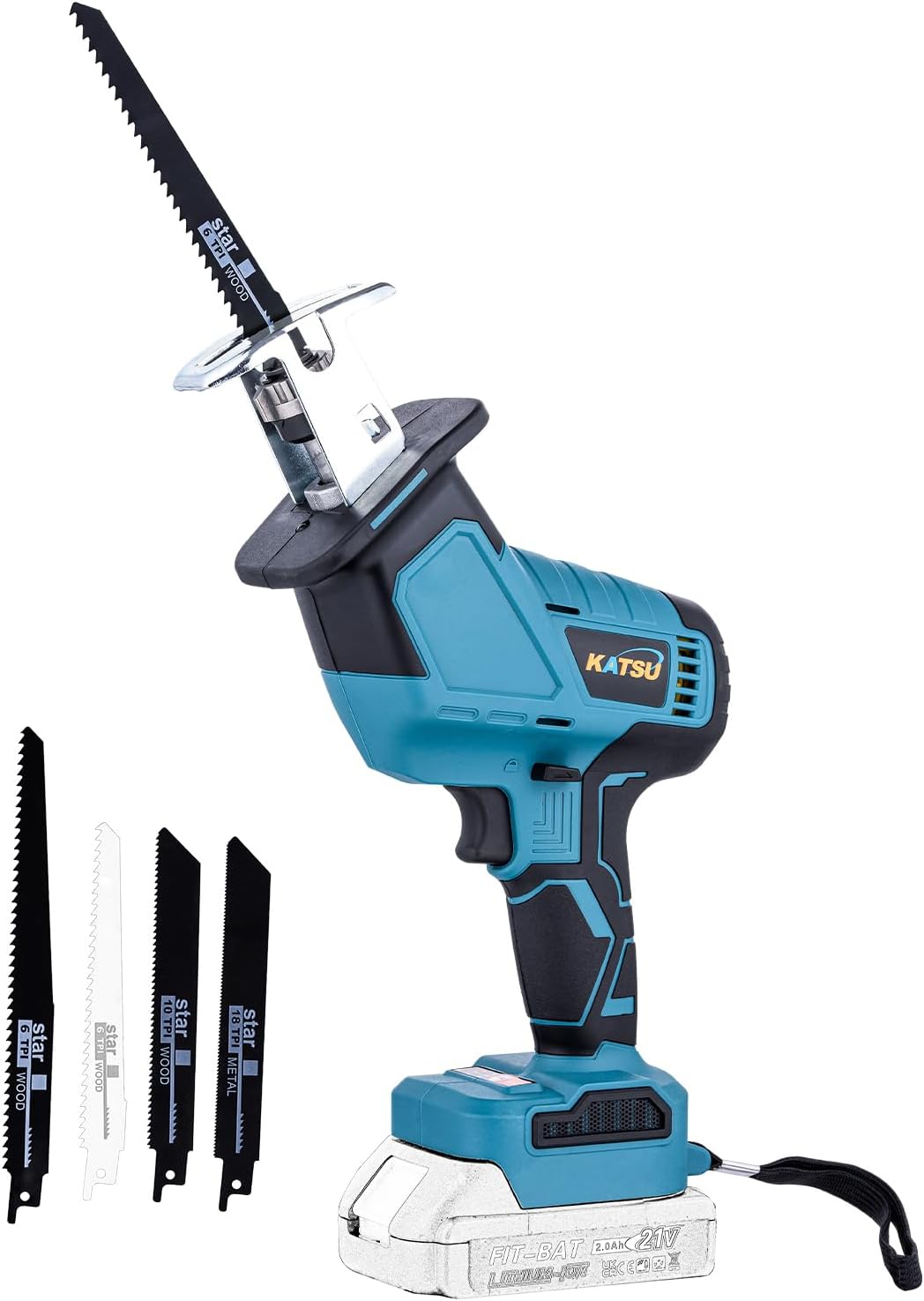 KATSU FIT-BAT Brushless Cordless Reciprocating Saw 21V, Battery Powered ...