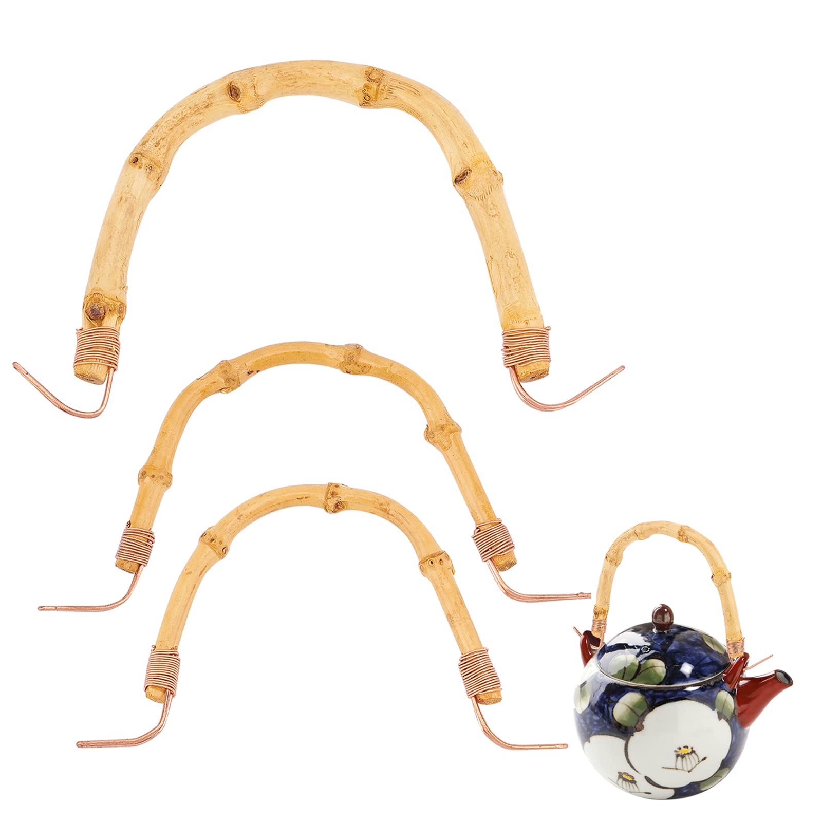 PH PandaHall 3 Sizes Teapot Handle Replacement, Bamboo U-Shape Handle ...