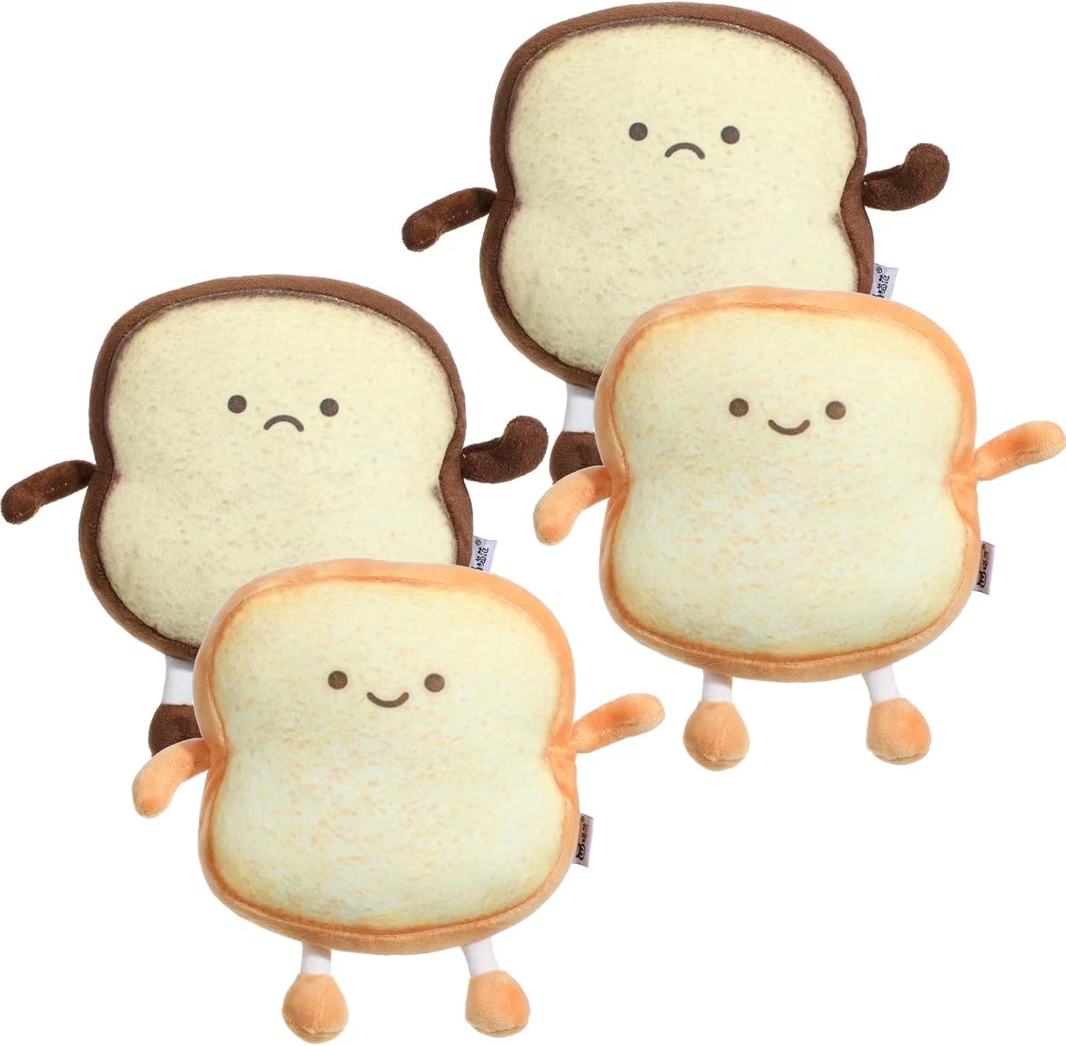Amazon.com: 4 Pcs Toast Bread Pillow 2 Styles Funny Food Plush Toy ...