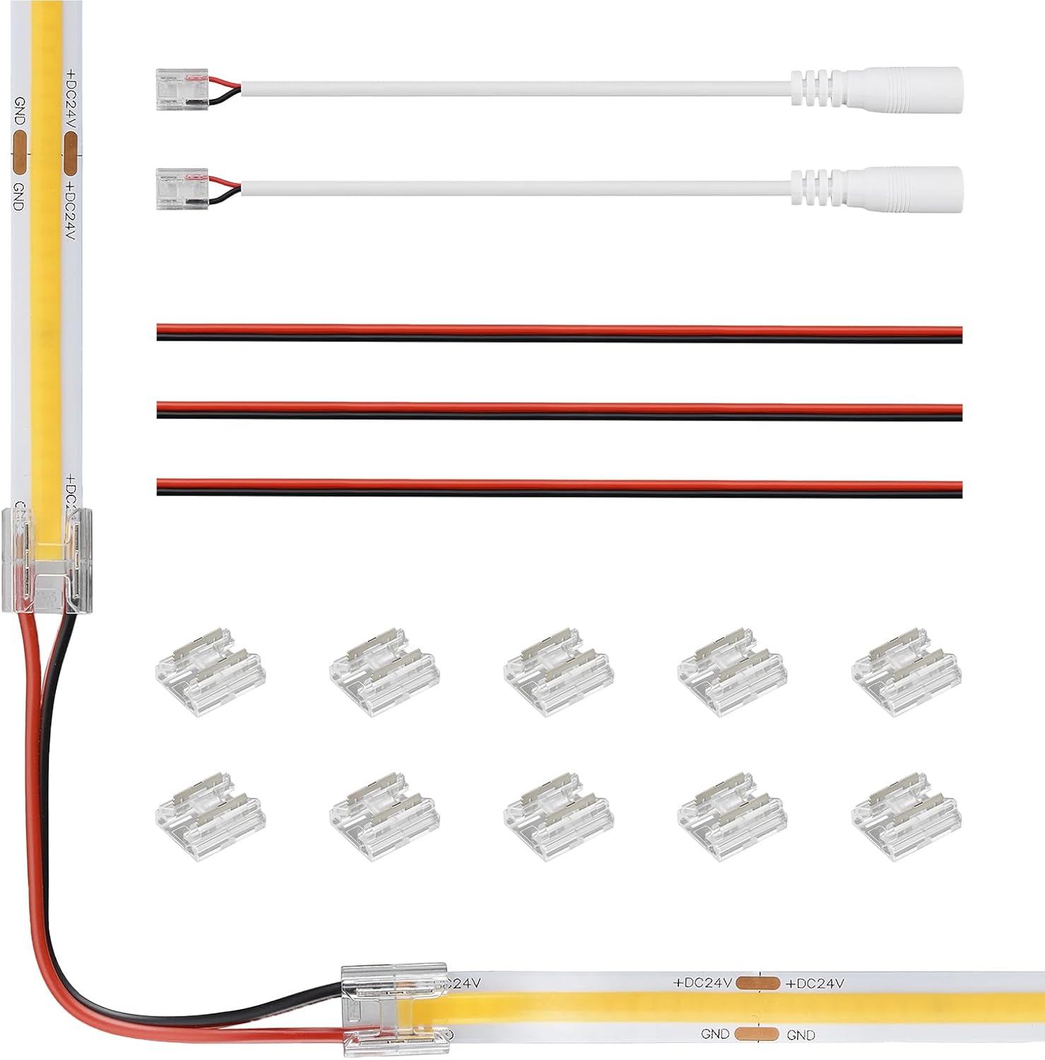 Tatazone 10pcs 2PIN Transparent COB Connectors for Single Color COB ...