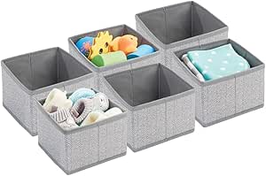 mDesign Set of 6 Baby Organiser Boxes – Storage Box for Baby Clothes ...