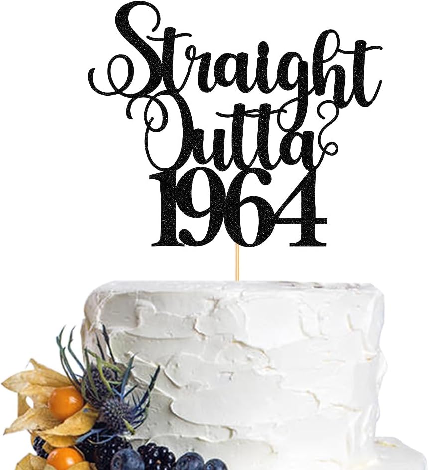 Amazon.com: Dcokska Straight Outta 1964 Cake Topper，Funny 60th Birthday ...
