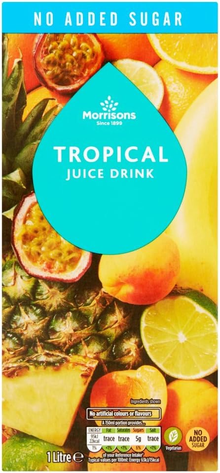 Morrisons No Added Sugar Tropical Juice Drink, 1l : Amazon.co.uk: Grocery