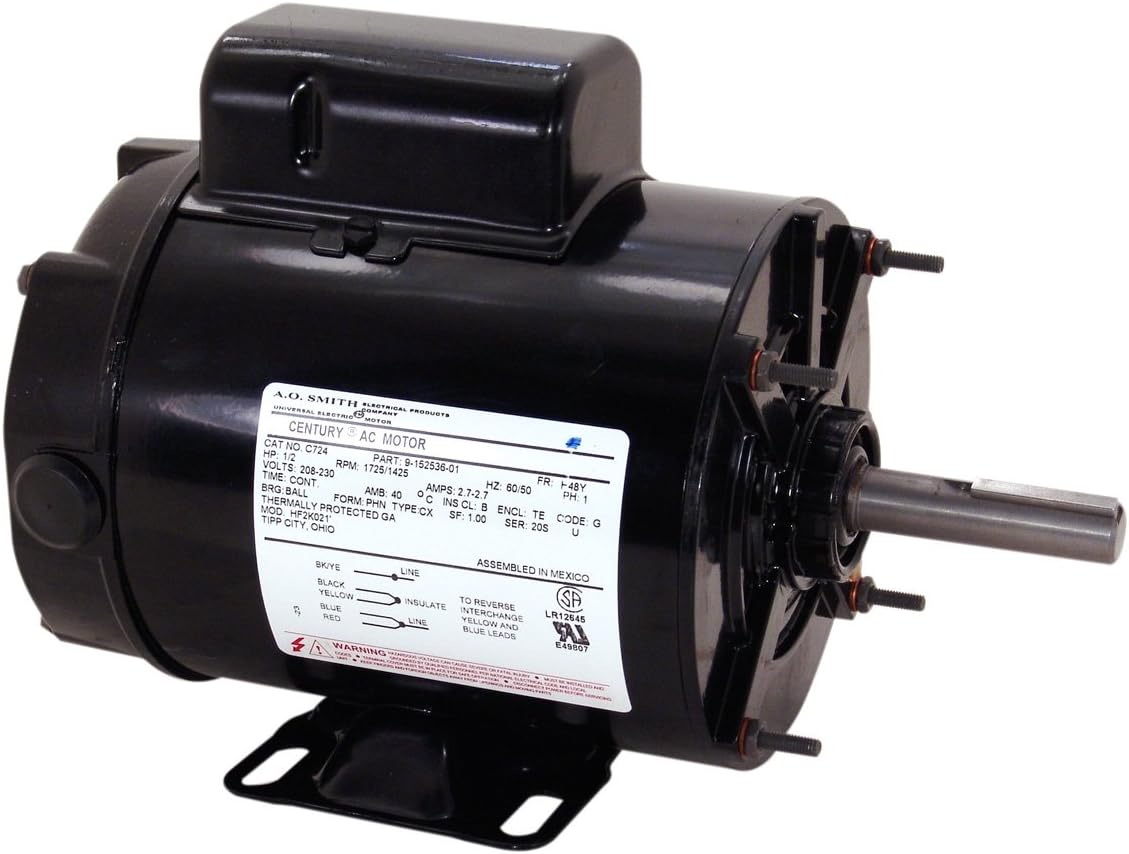 A.O. Smith C724A 1/2 HP, TEAO Enclosure, Ball Bearing, Reversible ...