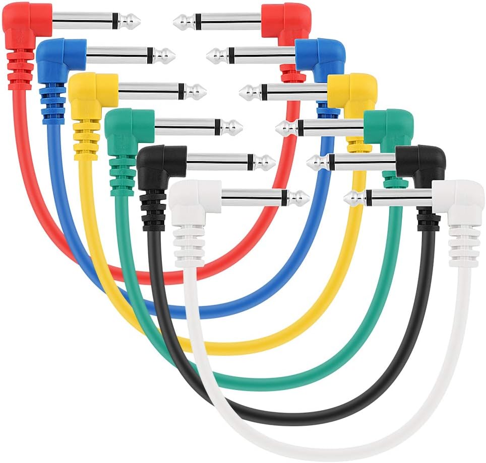 Sovvid 6 Packs 15CM/6 Inch Guitar Patch Cables, Black Guitar Pedal ...