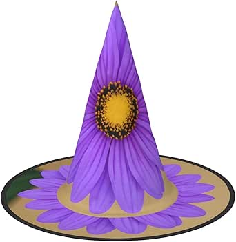 Amazon.com: DRTGEDS 1 Piece Purple flower Halloween Witch Hat for Women ...