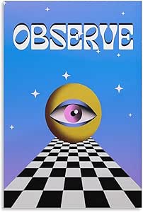 Amazon.com: Observe Eye Trippy Print - 90s Checkerboard Poster, All ...