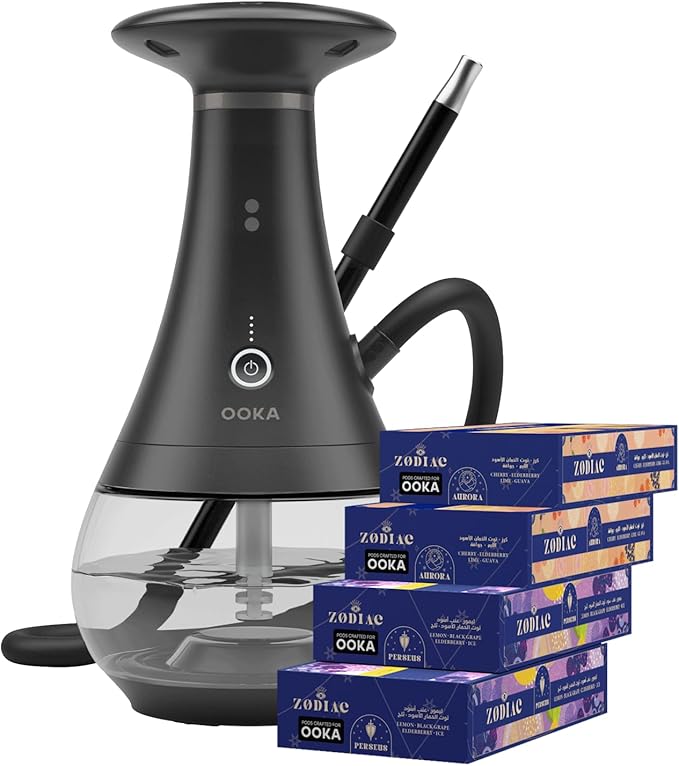 OOKA Electric Shisha Black Device with Pods – Nicotine-Free Hookah ...